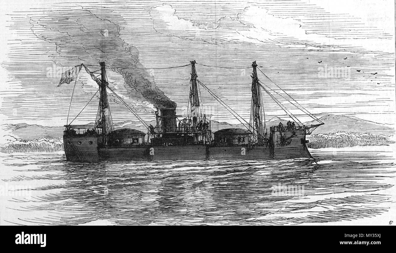 . The Turkish Gun-Boat Lufti Djelil, sunk by the Russian batteries near ...