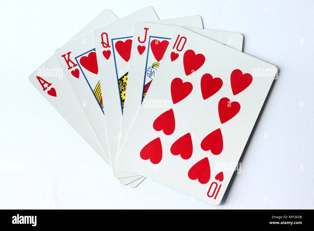 A royal flush deck of cards - poker Stock Photo - Alamy