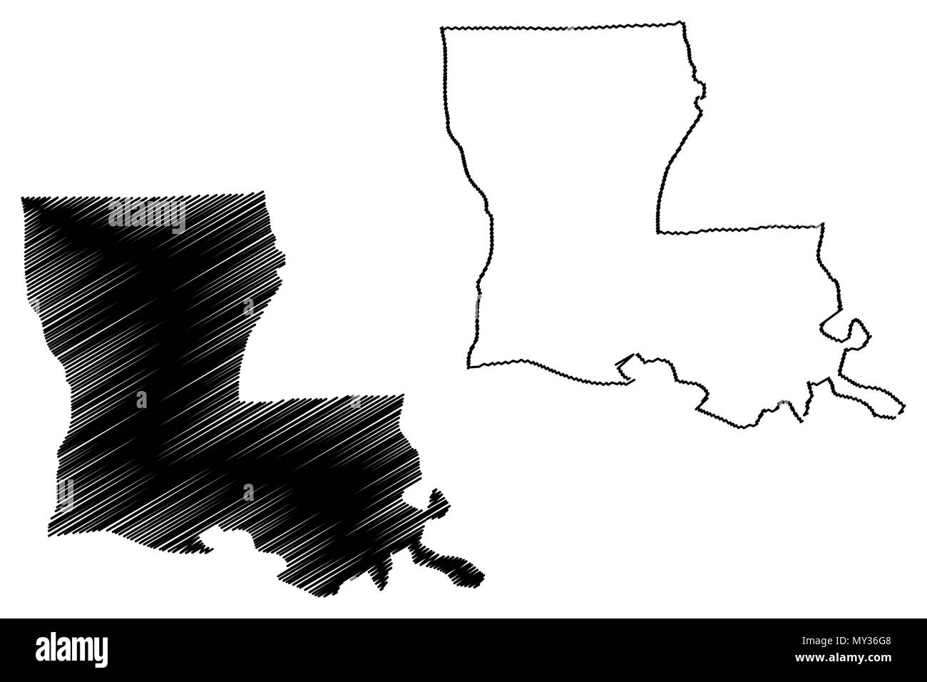 Louisiana Map Vector Illustration Scribble Sketch Louisiana Map Stock