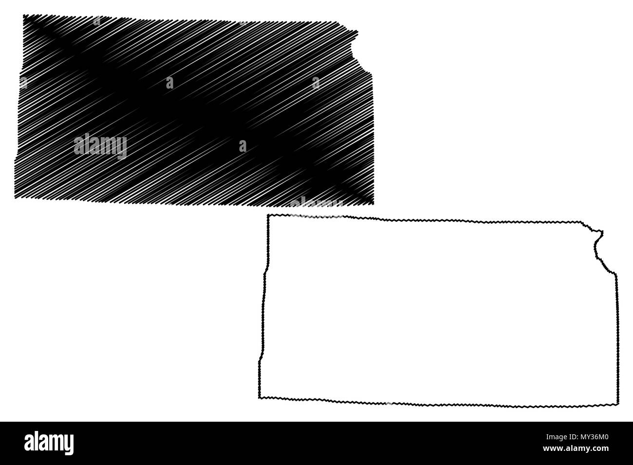 Kansas map vector illustration, scribble sketch Kansas map Stock Vector ...