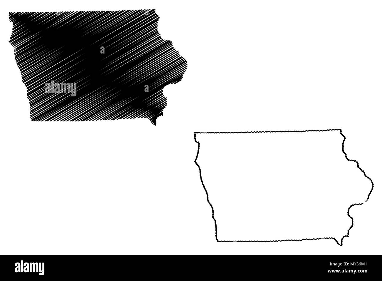 Iowa map vector illustration, scribble sketch Iowa map Stock Vector ...