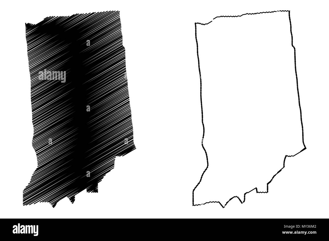 Indiana map vector illustration, scribble sketch Indiana map Stock ...