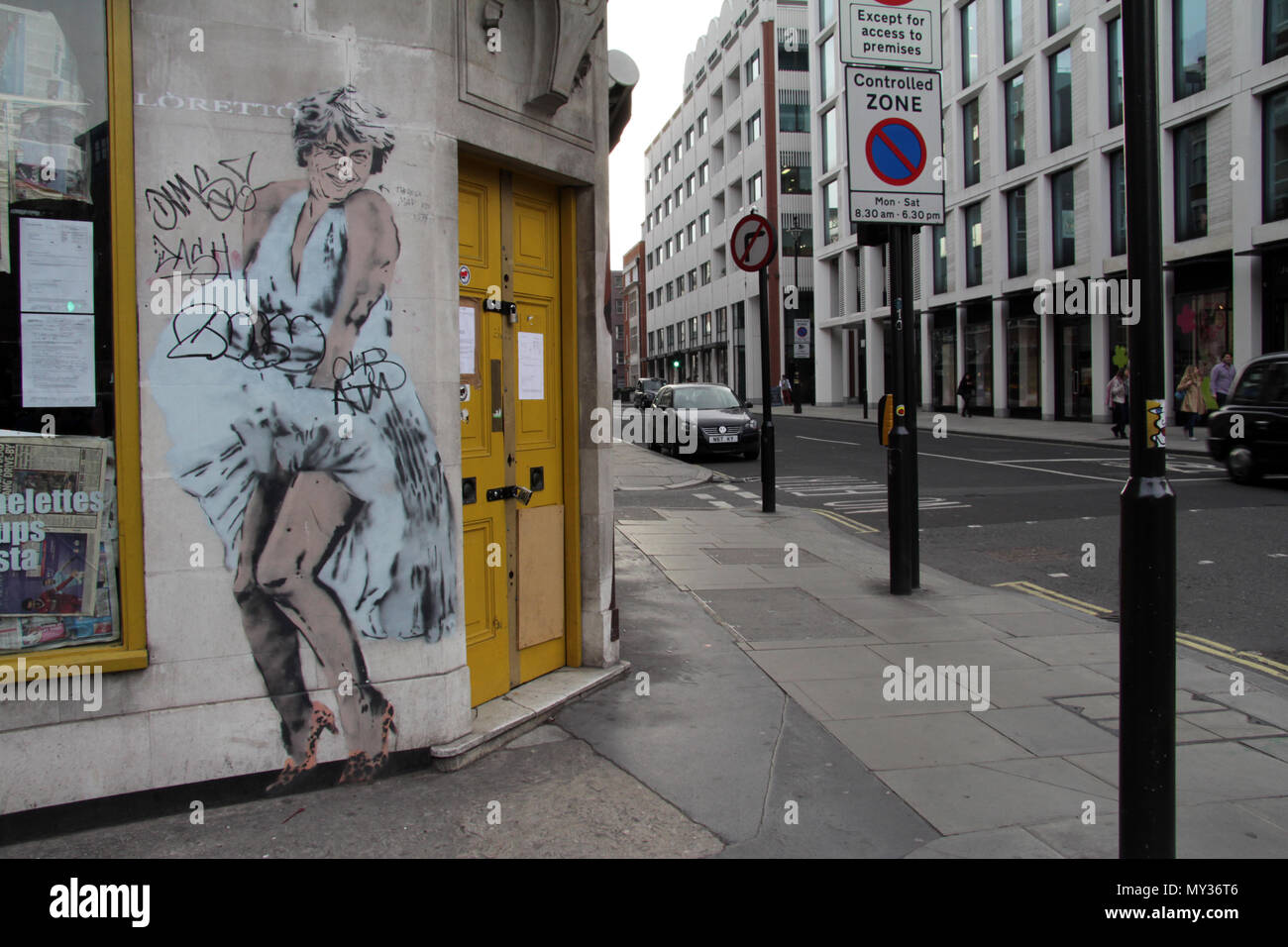 Satirical Stencil Graffiti of Theresa May in Central London by Street ...
