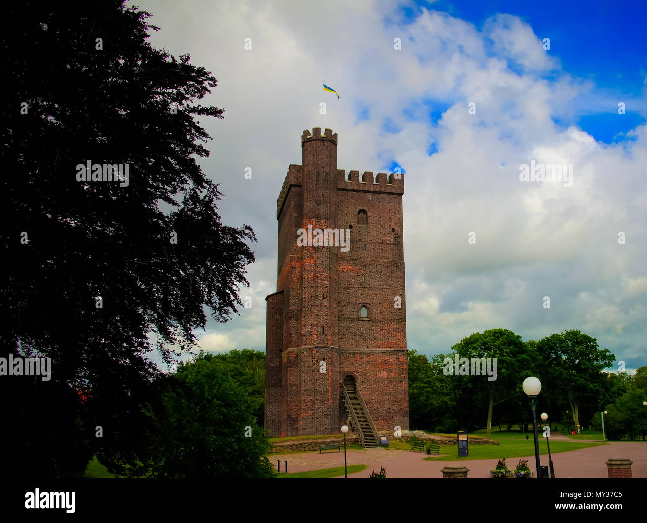 Exterior view to Karnan Medieval Tower in Helsinborg, sweden Stock ...