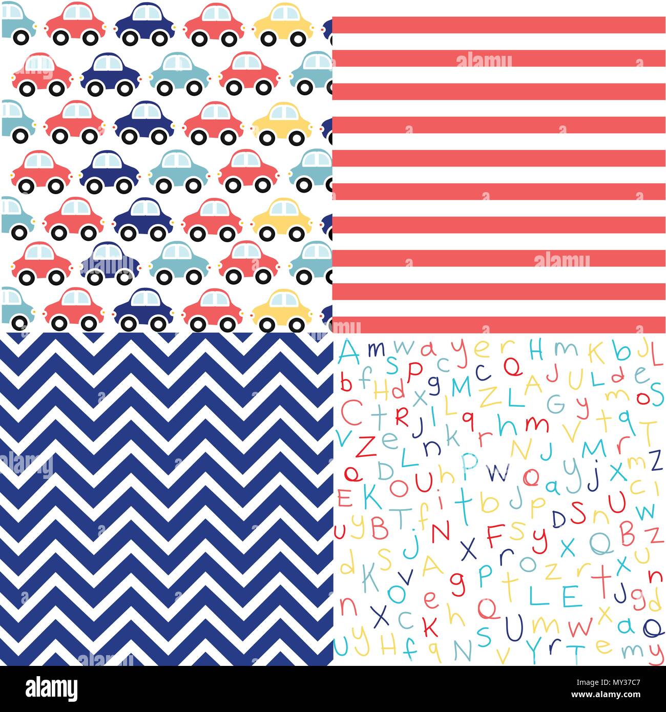 Cute set of Baby Boy seamless patterns with fabric textures Stock ...