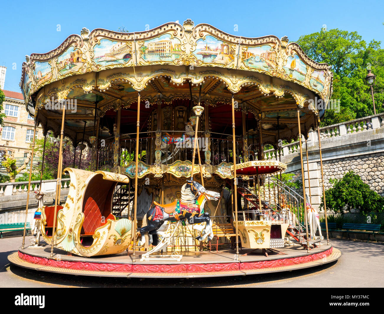 17th century venetian style carousel in Montmartre quarter - Paris ...