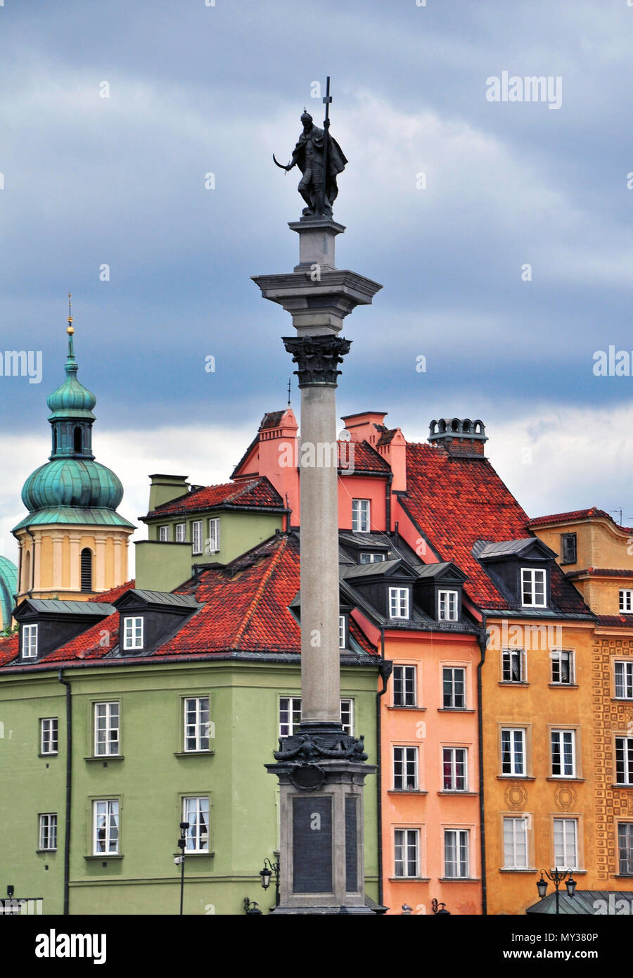 Colorful houses of Warsaw historical center, cityscape of capital of ...