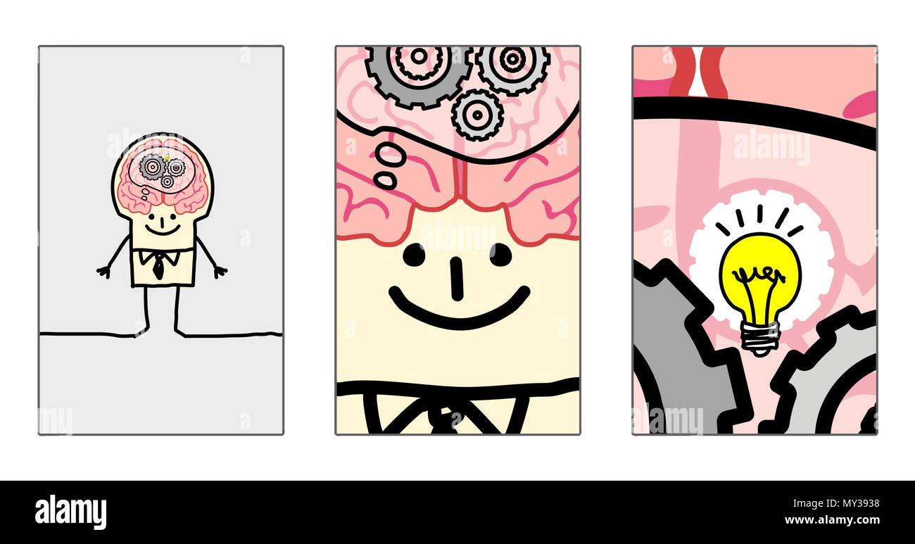 Zoom Inside Cartoon Clever Man Head Stock Vector Image & Art - Alamy