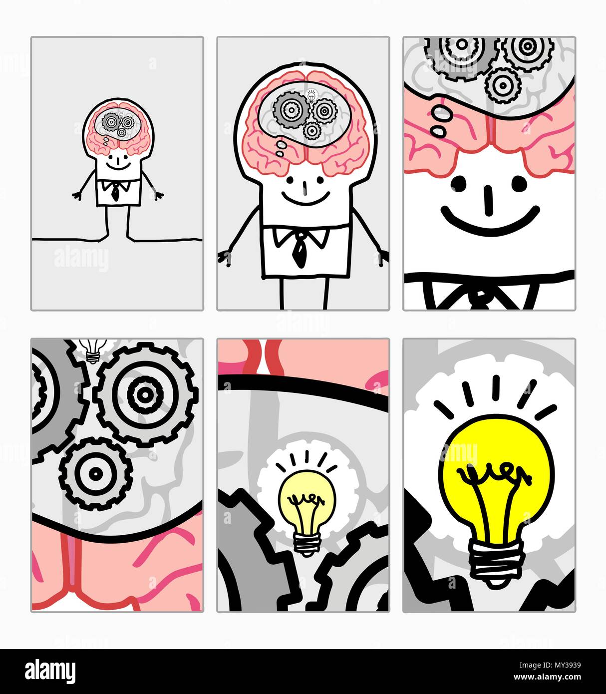 Zoom Inside Cartoon Clever Man Head Stock Vector Image & Art - Alamy