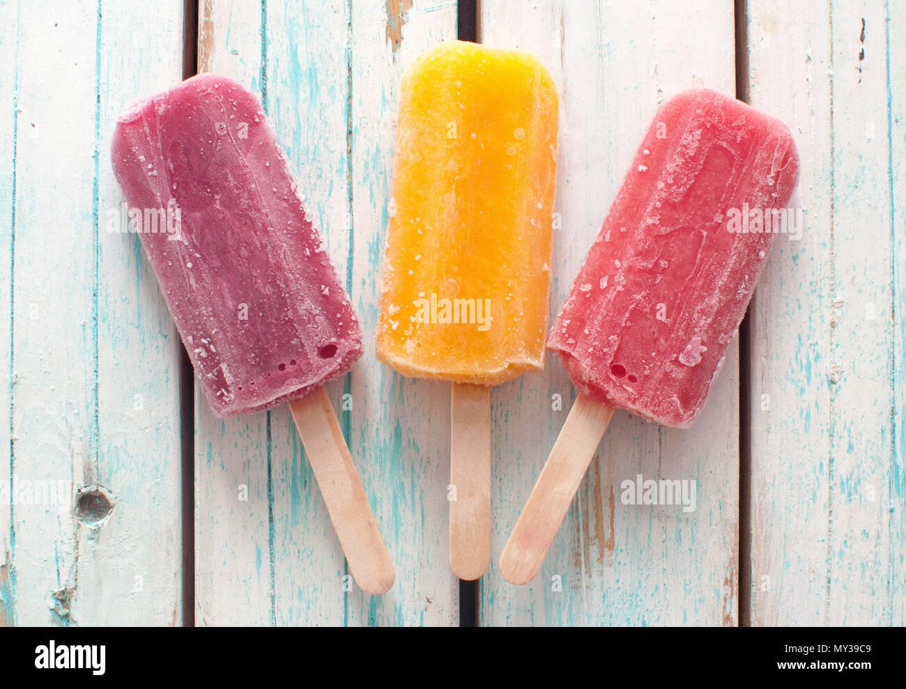 Assorted flavored ice popsicles Stock Photo - Alamy