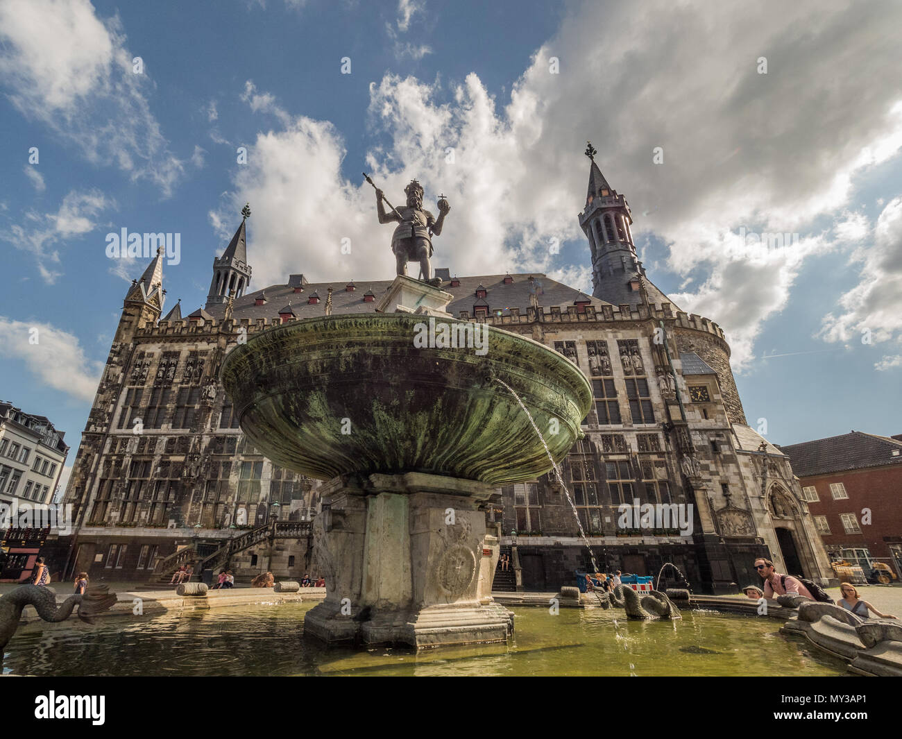 AACHEN, GERMANY - MAY 31, 2018. Market Square (Marktplatz) with old ...