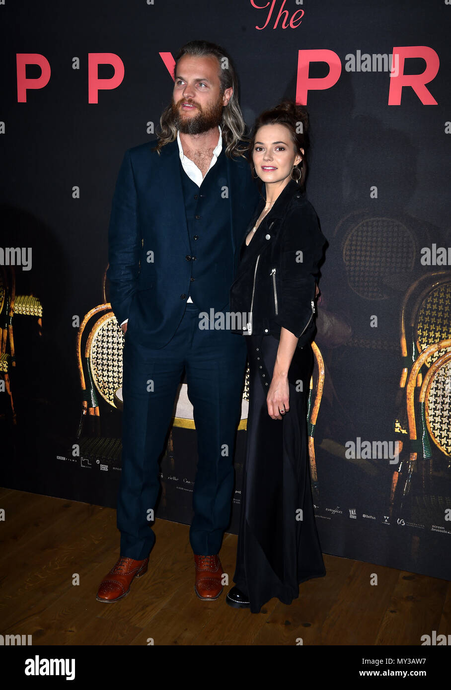 Marius Jensen (left) and Kara Tointon attending The Happy Prince ...