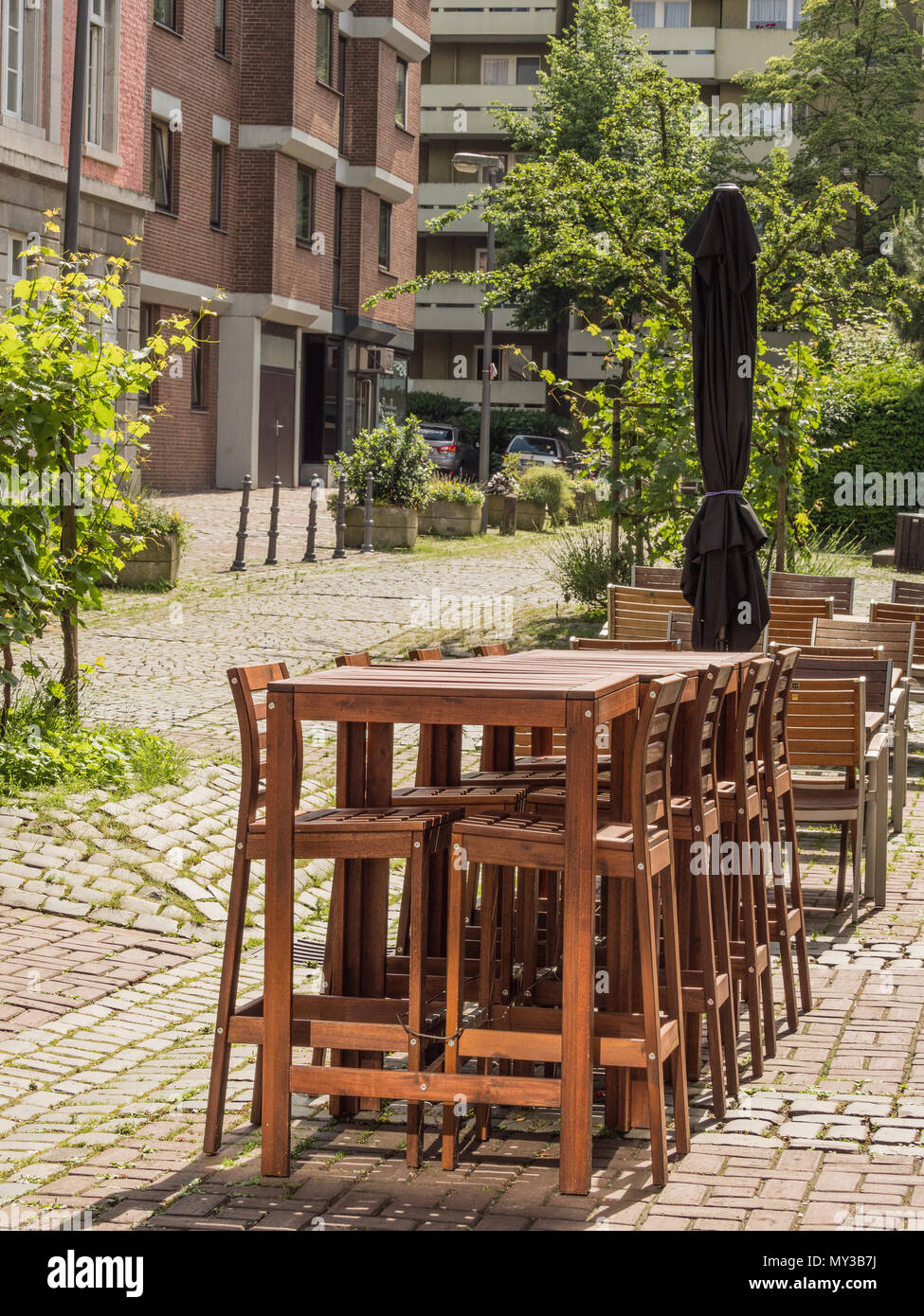 AACHEN, GERMANY - MAY 31, 2018. Street in the historical center of ...