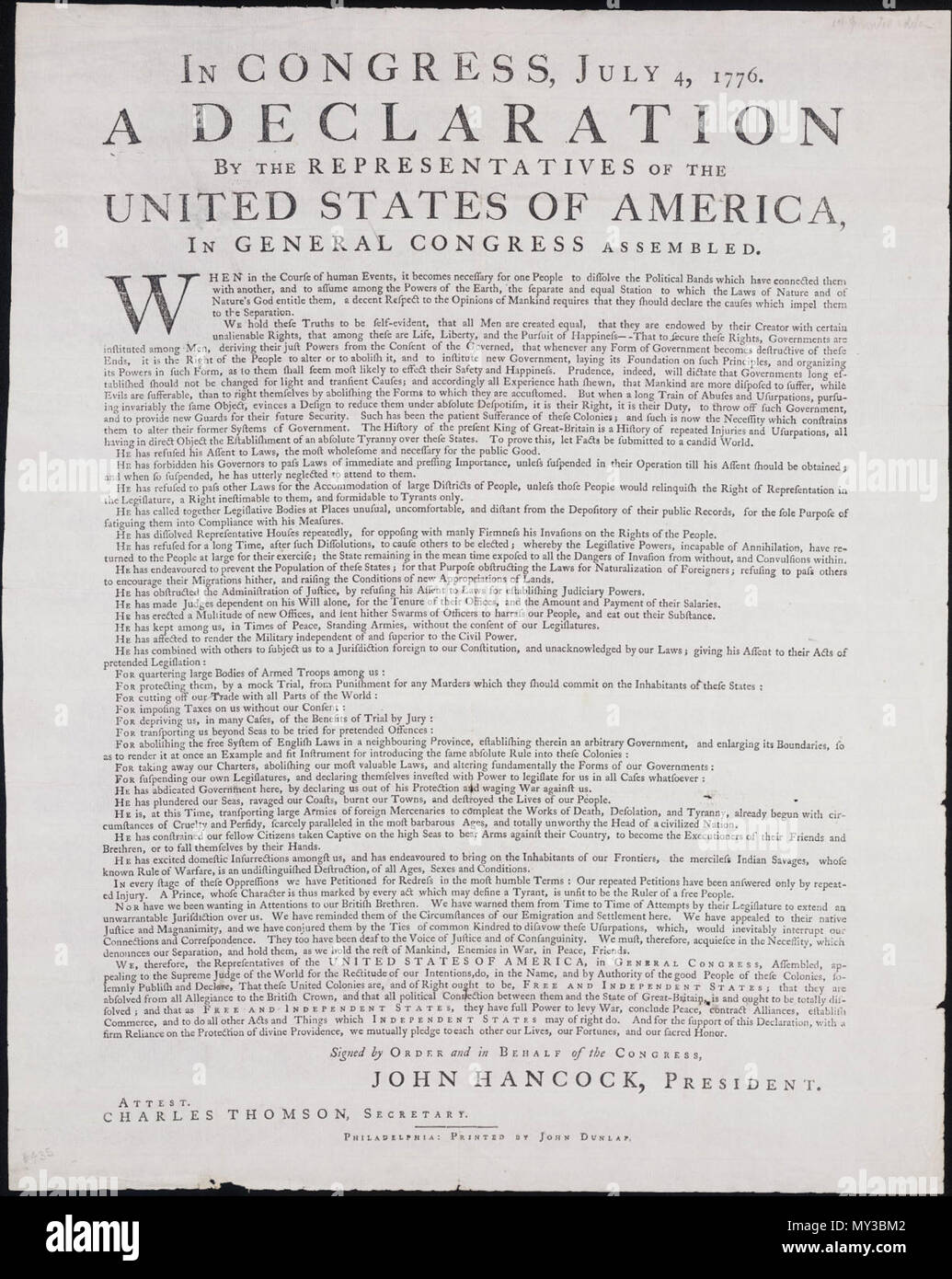 . This image is a digital version of the 'Dunlap Broadside' copy of the ...