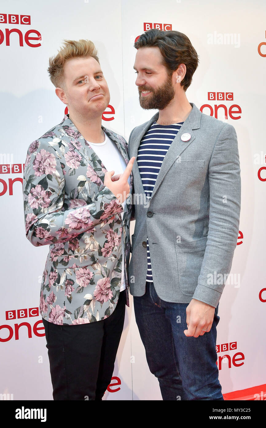 Christian Brassington (left), and Luke Norris, attends a screening of BBC One drama Poldark at ...