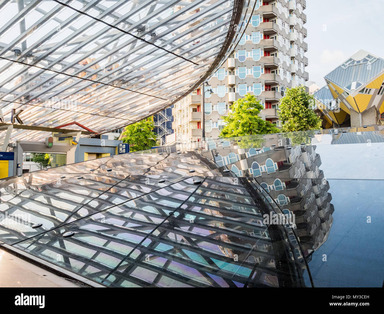 ROTTERDAM, THE NETHERLANDS - MAY 31, 2018: Railway station Blaak. The ...