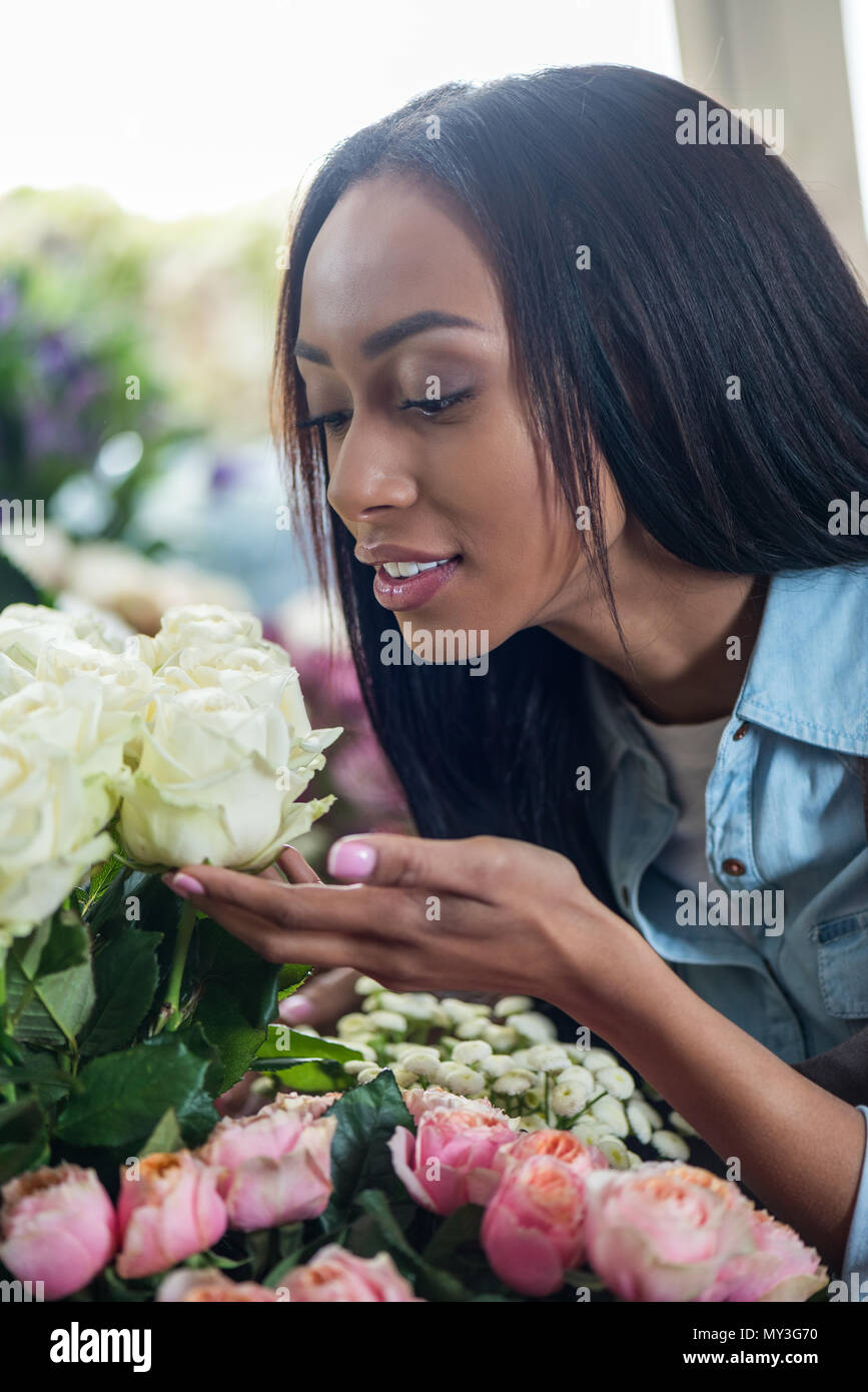 Woman Smelling Flower Roses Stock Photos & Woman Smelling Flower Roses ...