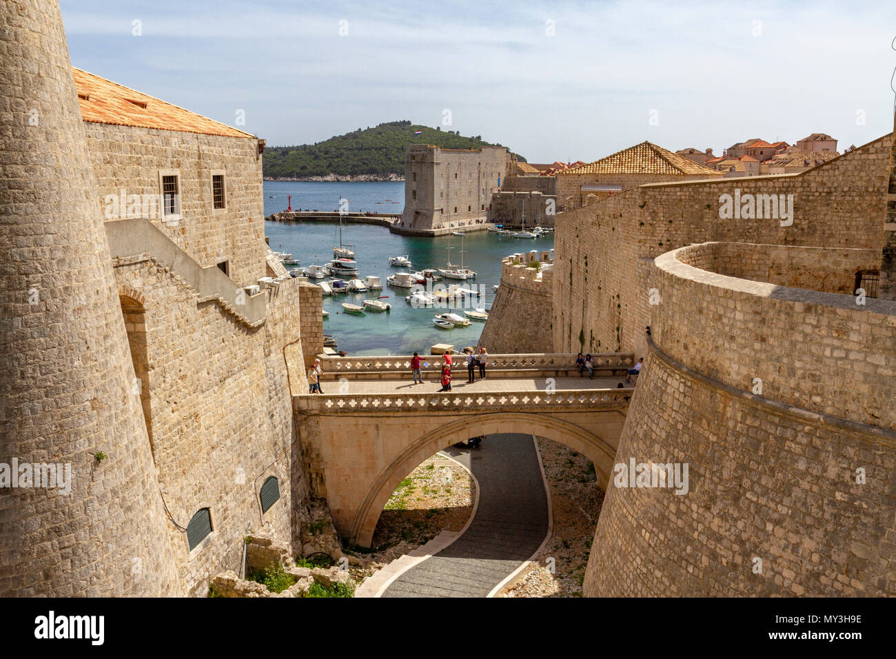 The stone bridge leading to the East Gate (Ploce Gate) of the Old City ...