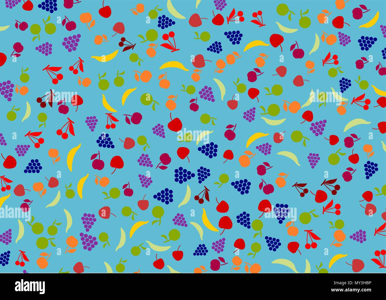 Background with stylized fruit pattern in random distribution. Vector ...