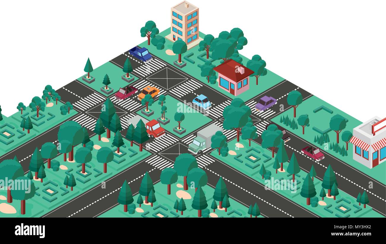 city scape isometric scene Stock Vector Image & Art - Alamy