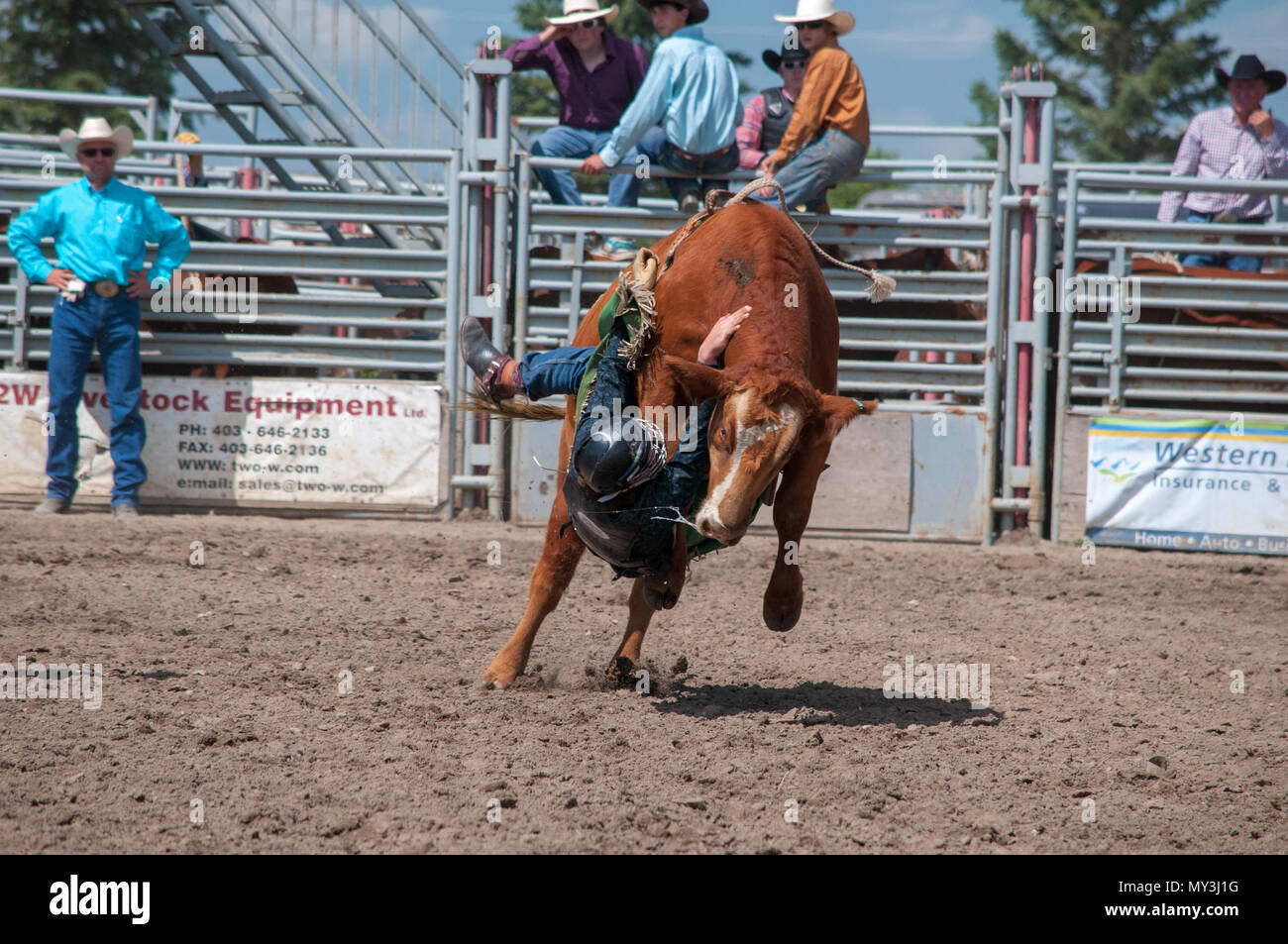 Cowboy riding horse in the western town hi-res stock photography and ...