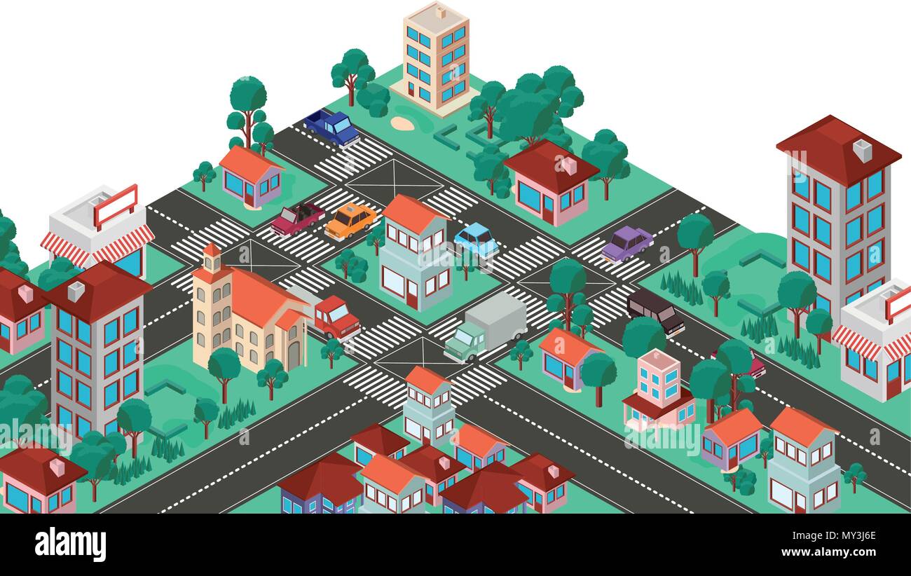 city scape isometric scene Stock Vector Image & Art - Alamy