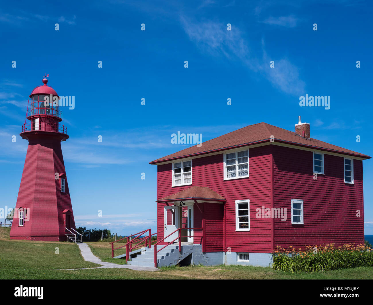 La Marte Lighthouse, village of La Marte, Gaspe Peninsula, Quebec ...
