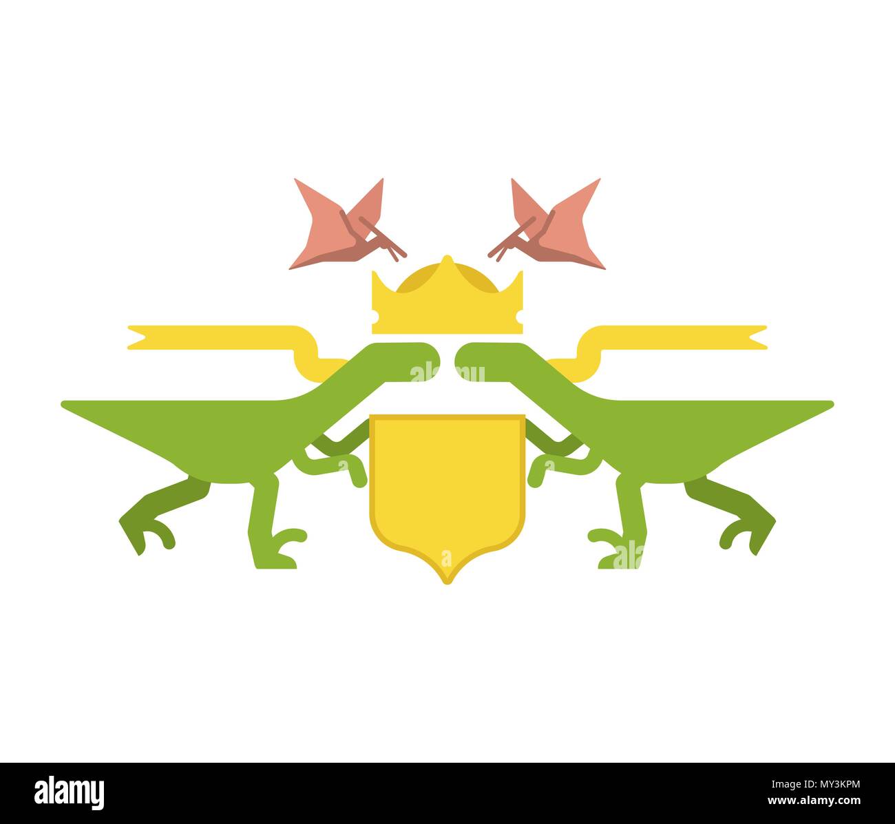 Dinosaur and Shield heraldic symbol. Dino Sign Prehistoric beast for ...