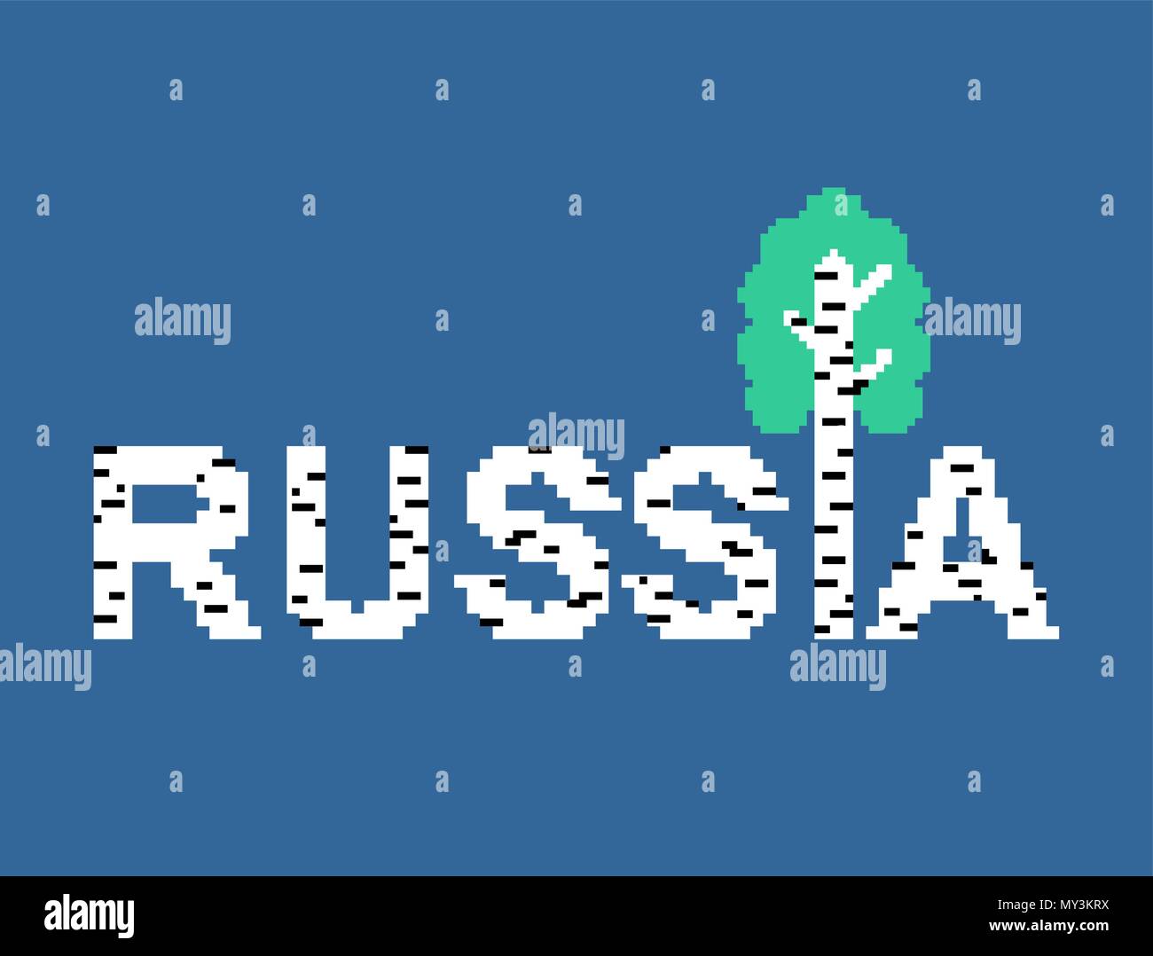 Russia Pixel art. Letters and birch. National Russian tree. Vector ...