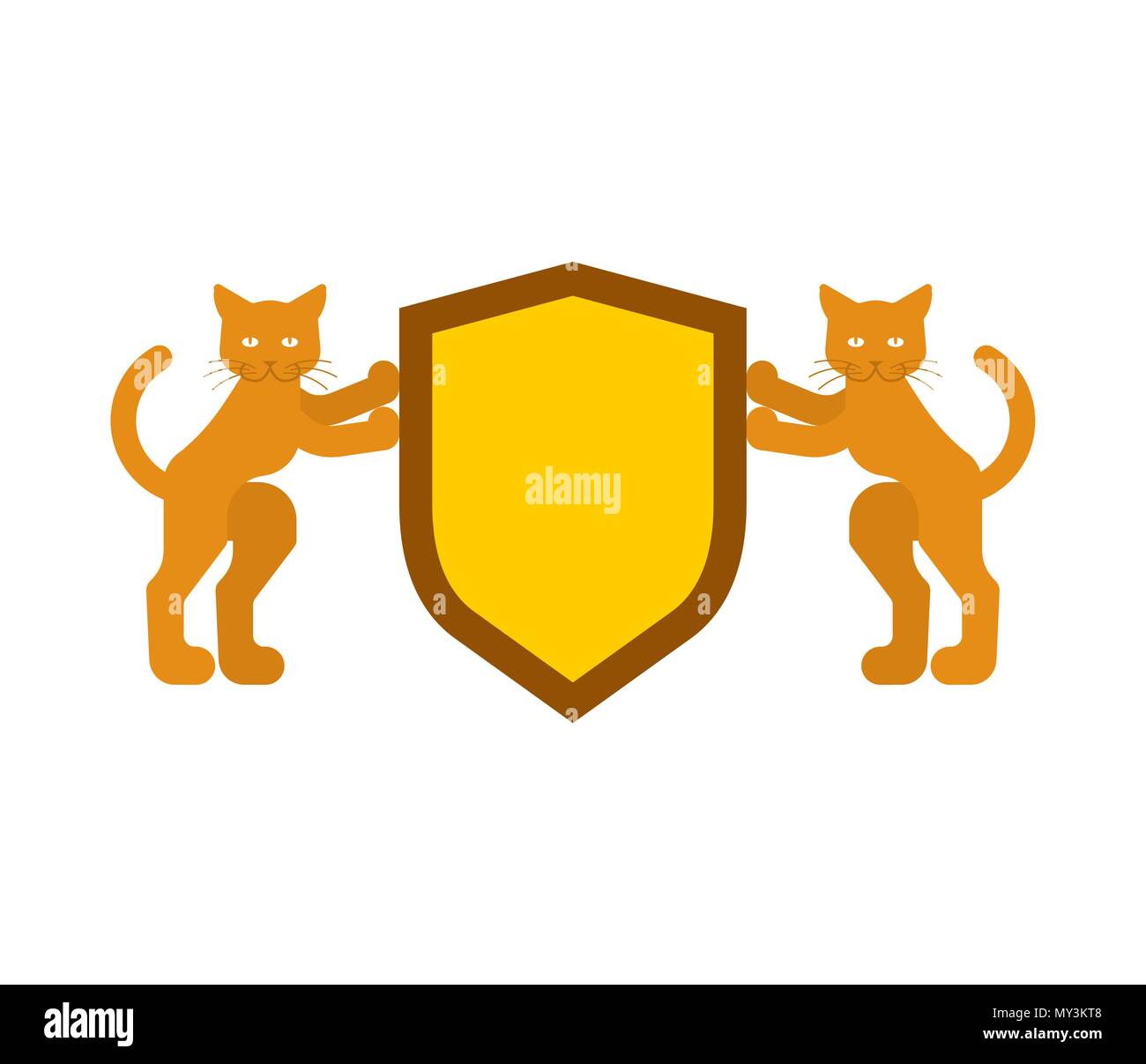 Cat and Shield heraldic symbol. Pet for coat of arms. Vector ...