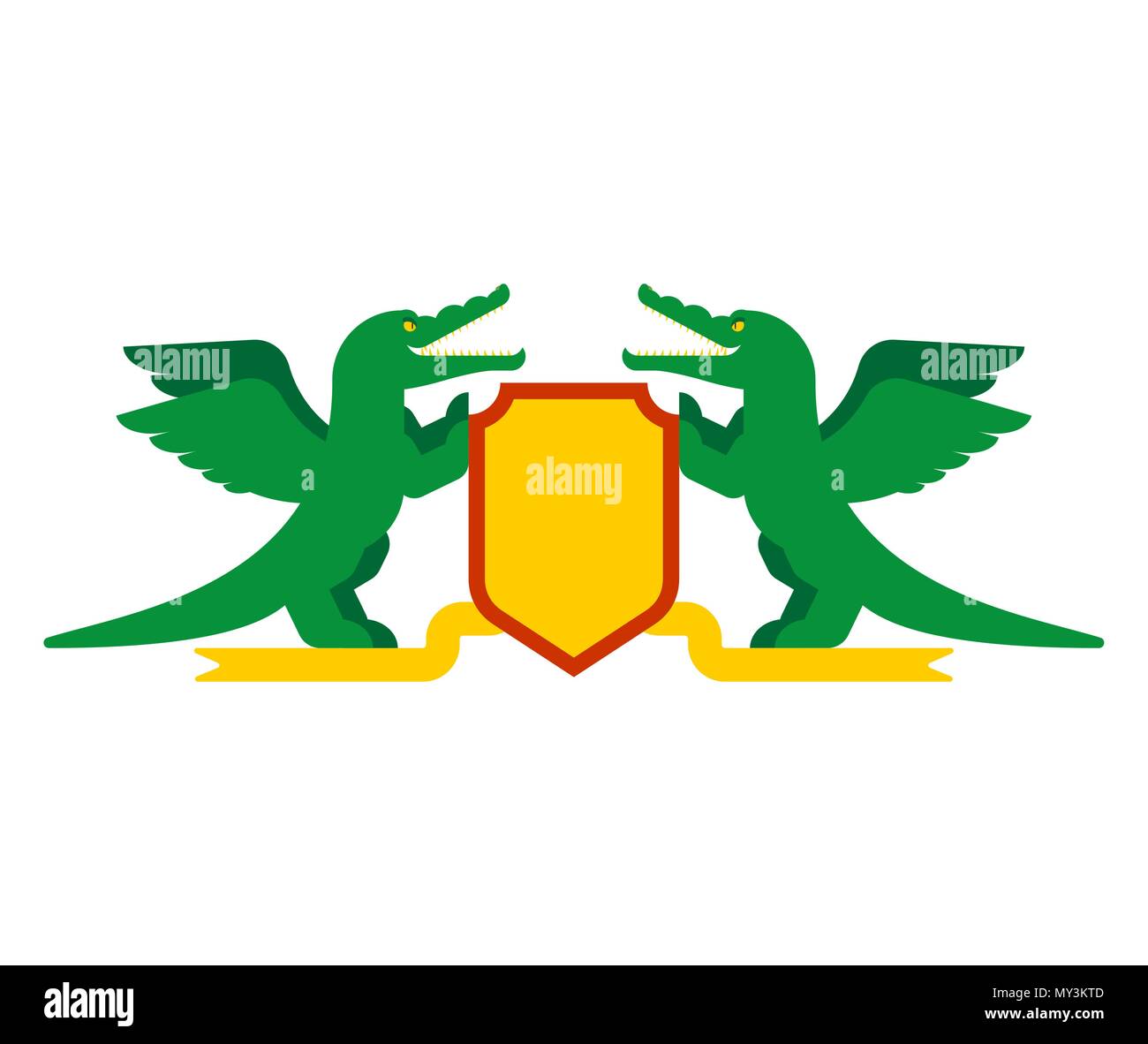 Crocodile and Shield heraldic symbol. Royal Alligator for coat of arms ...
