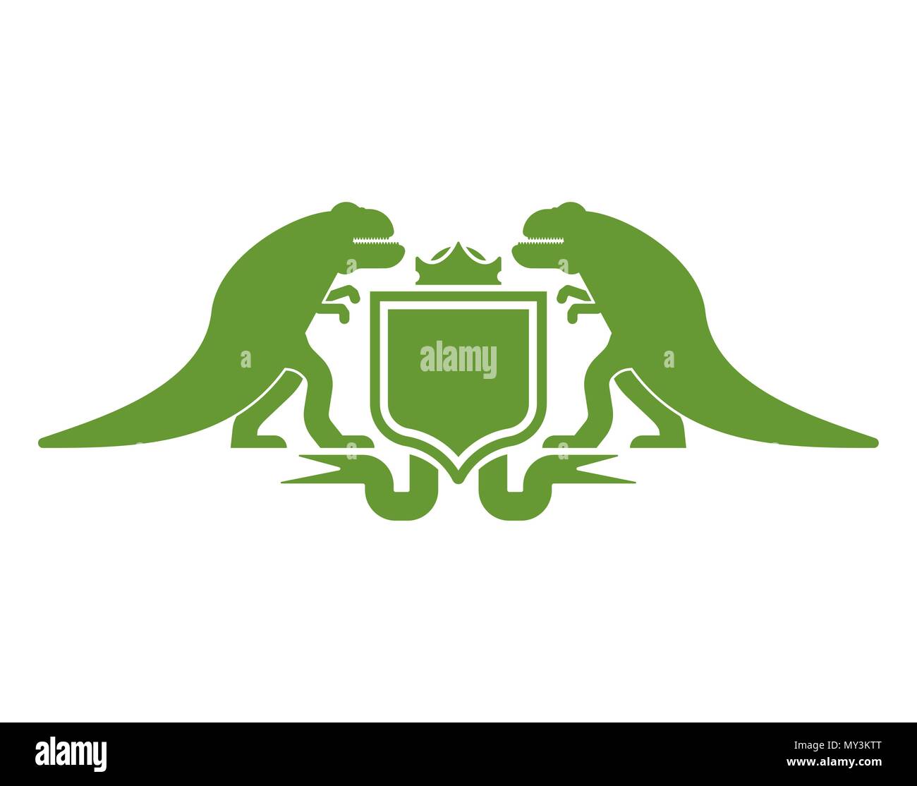 Dinosaur and Shield heraldic symbol. Dino Sign Prehistoric beast for ...