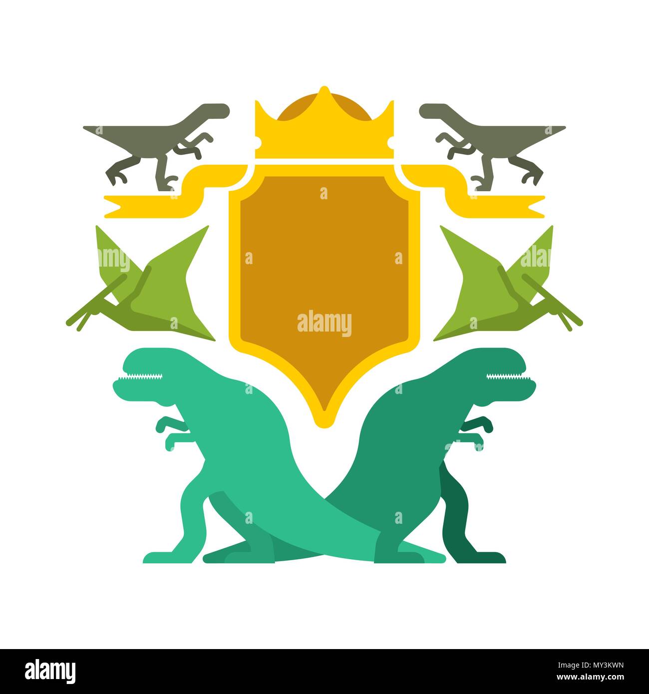 Dinosaur and Shield heraldic symbol. Dino Sign Prehistoric beast for ...