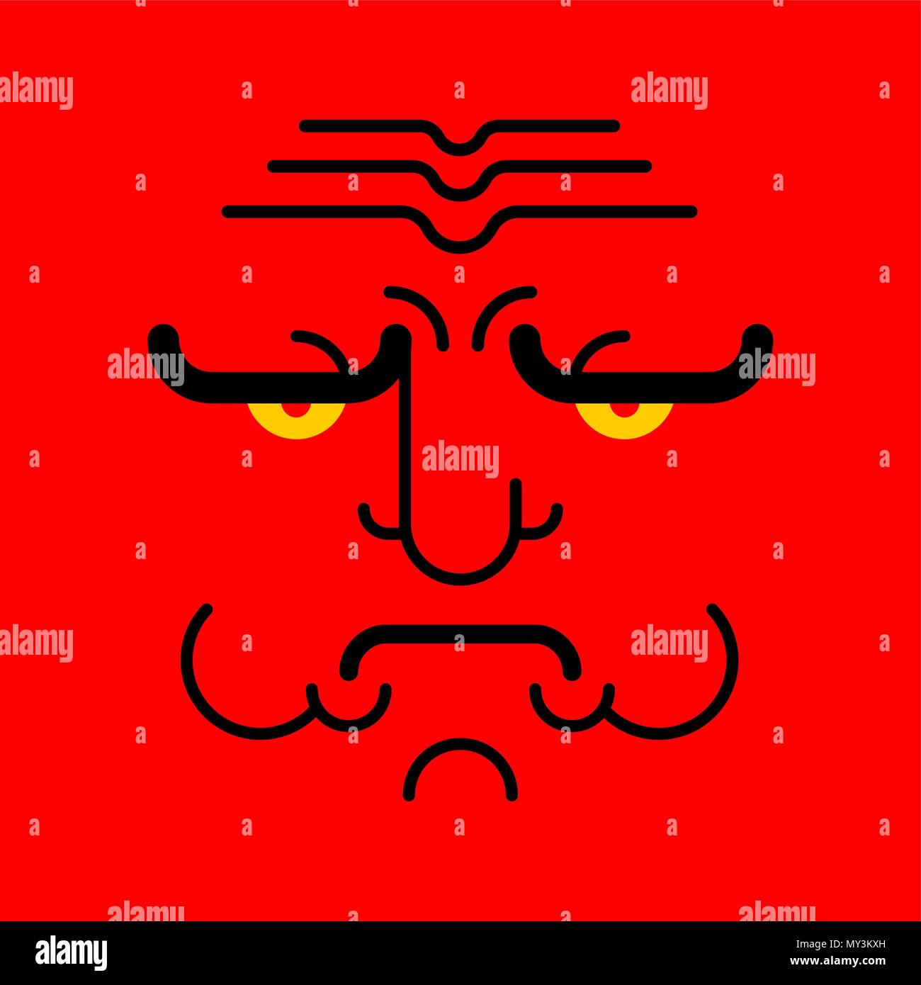 Grumpy face emoji isolated. Angry red head. Vector illustration Stock ...