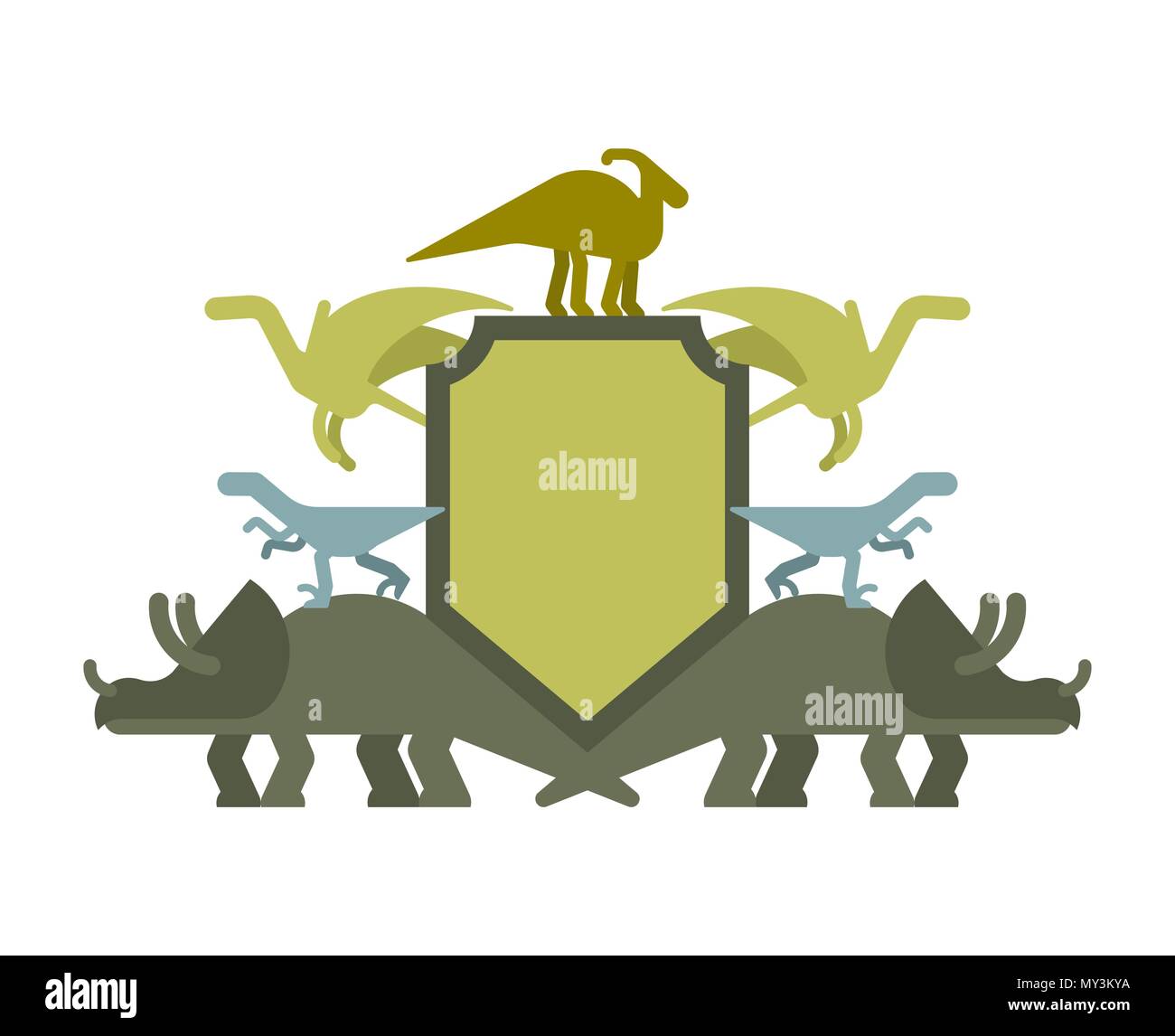 Dinosaur and Shield heraldic symbol. Dino Sign Prehistoric beast for ...