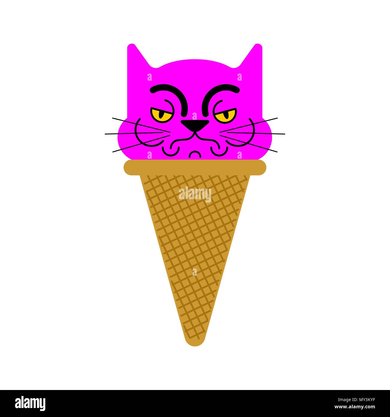 Grumpy cat Ice cream. Angry pet Icecream Vector illustration Stock ...