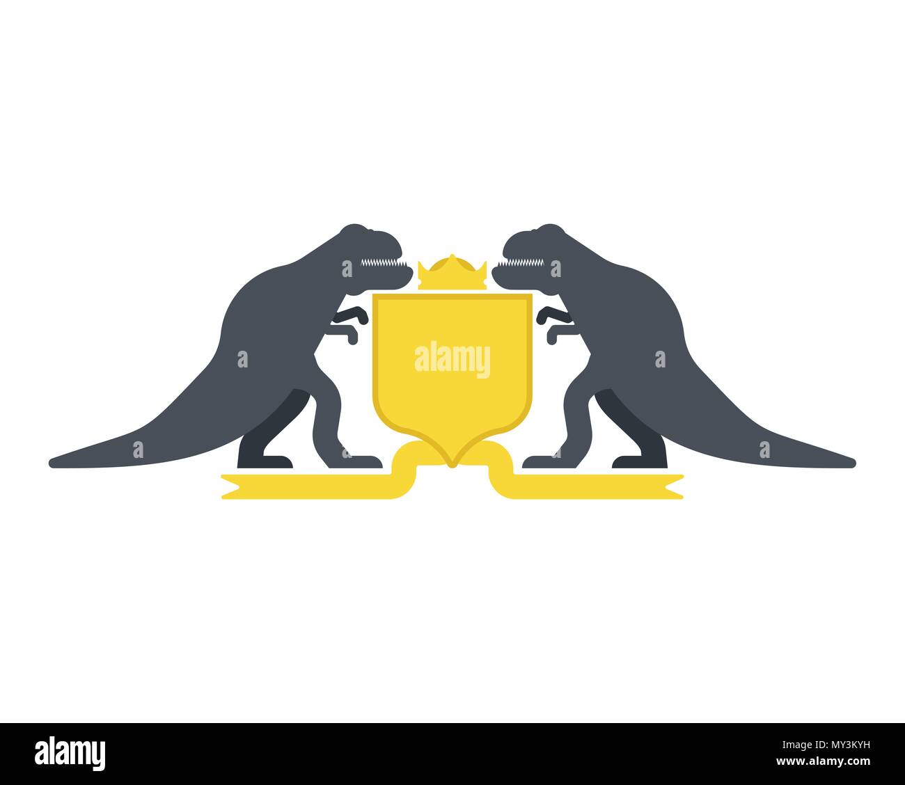 Dinosaur and Shield heraldic symbol. Dino Sign Prehistoric beast for ...