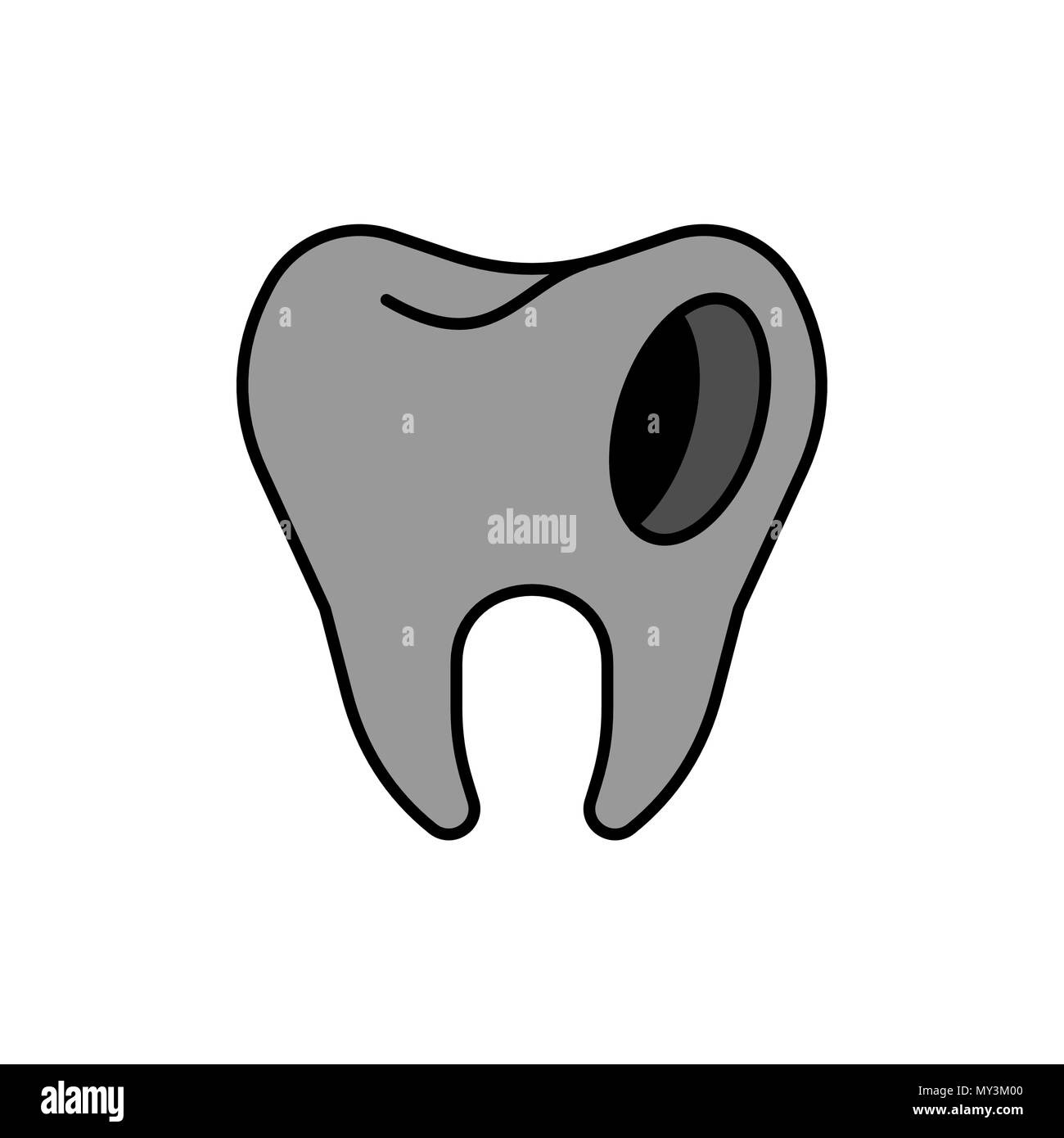 Tooth with hole. sick tooth. Caries and pulpitis Toothache Vector ...