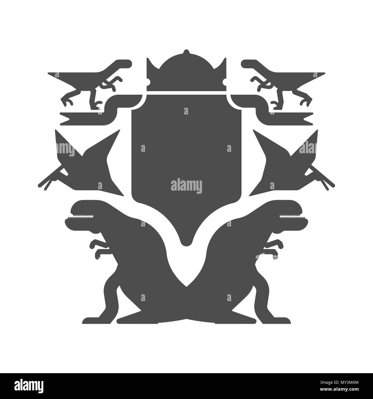 Dinosaur and Shield heraldic symbol. Dino Sign Prehistoric beast for ...