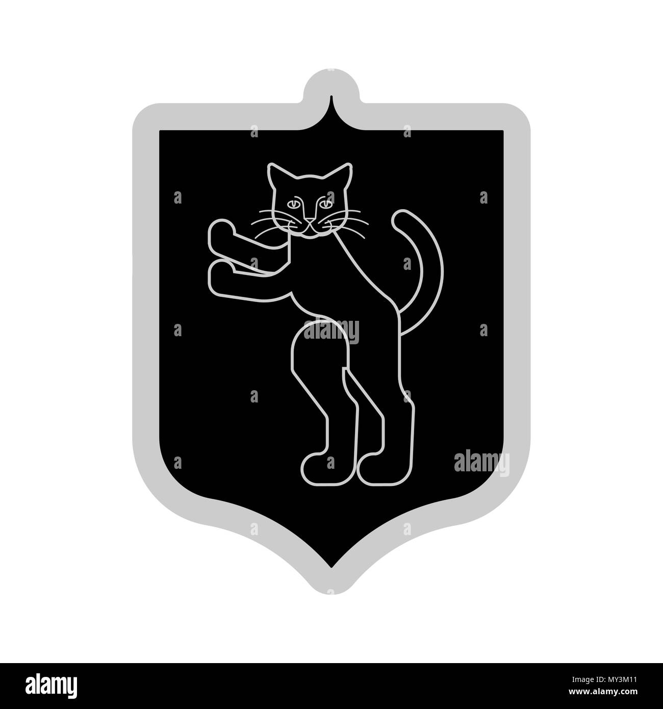 Cat Shield heraldic symbol. Sign pet for coat of arms. Royal kitten ...