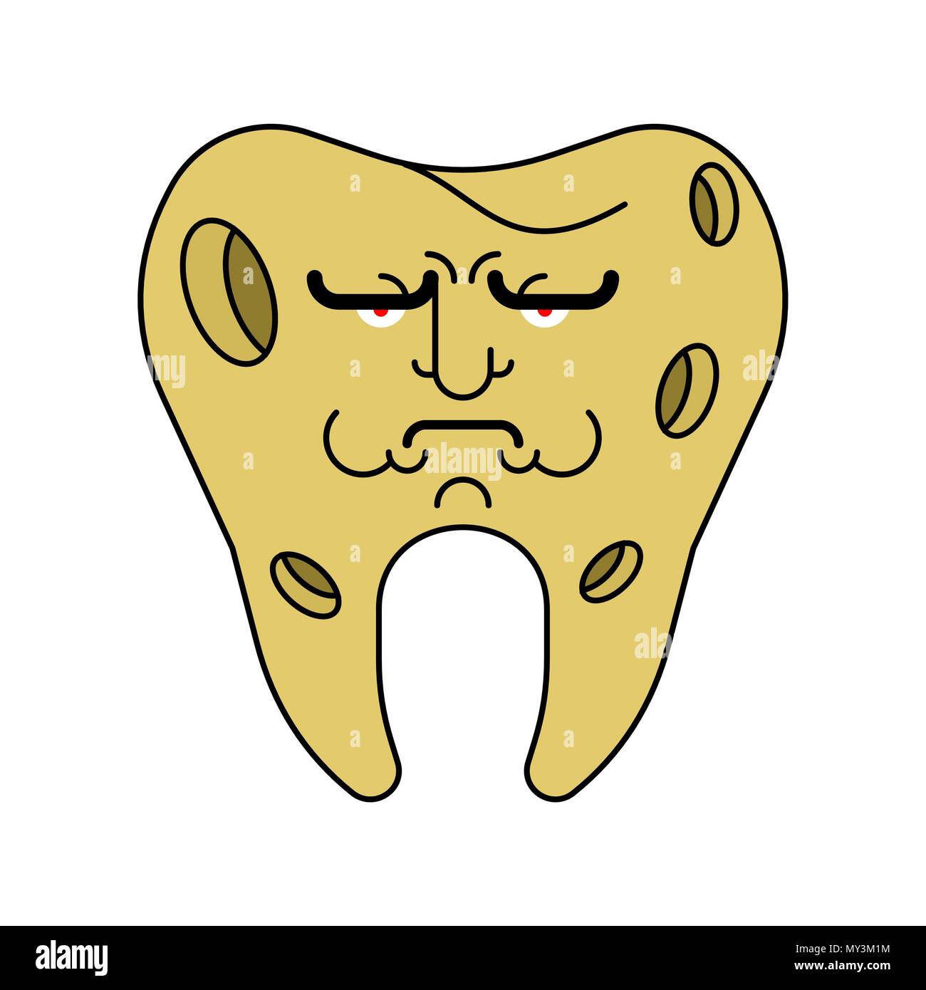 Sad Tooth with hole. sick tooth. Caries and pulpitis Toothache Vector ...