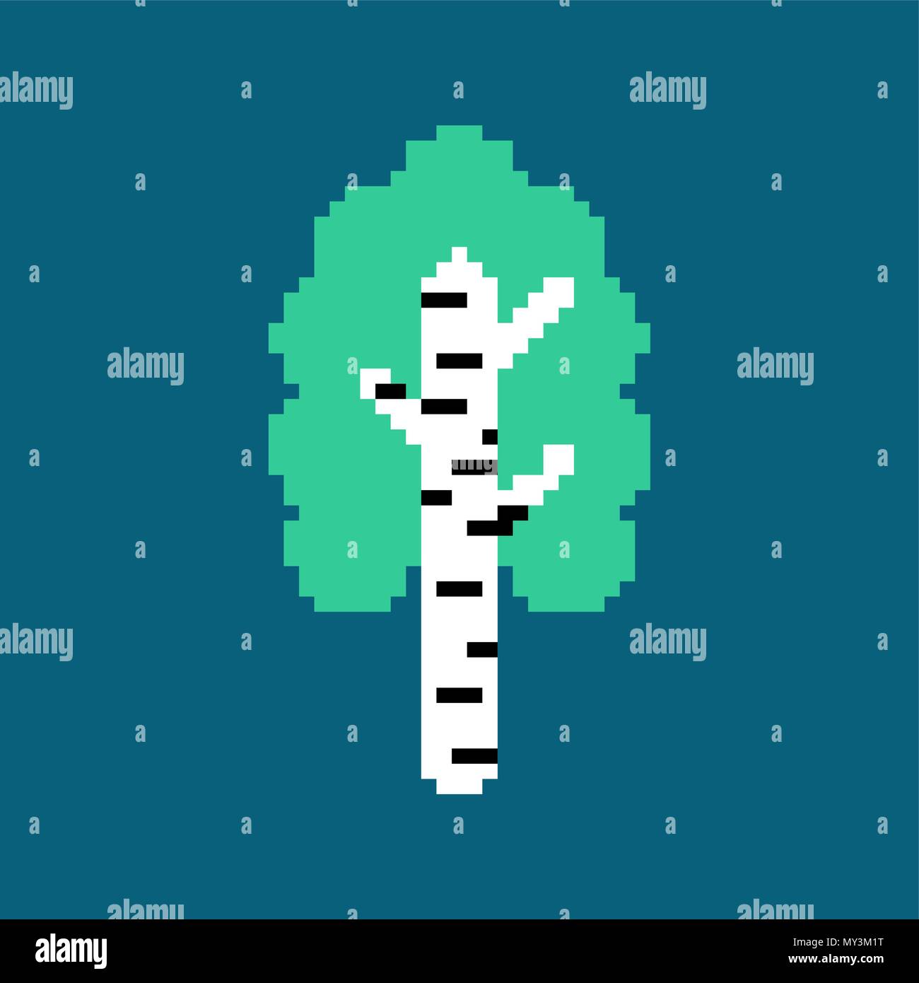 Birch Pixel art. National Russian tree. Vector illustration Stock ...