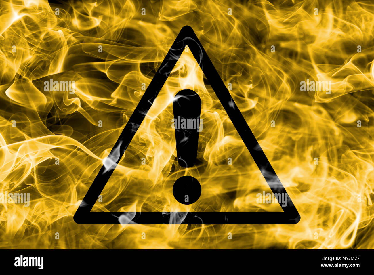 Generic hazard warning smoke sign. Triangular warning hazard sign ...