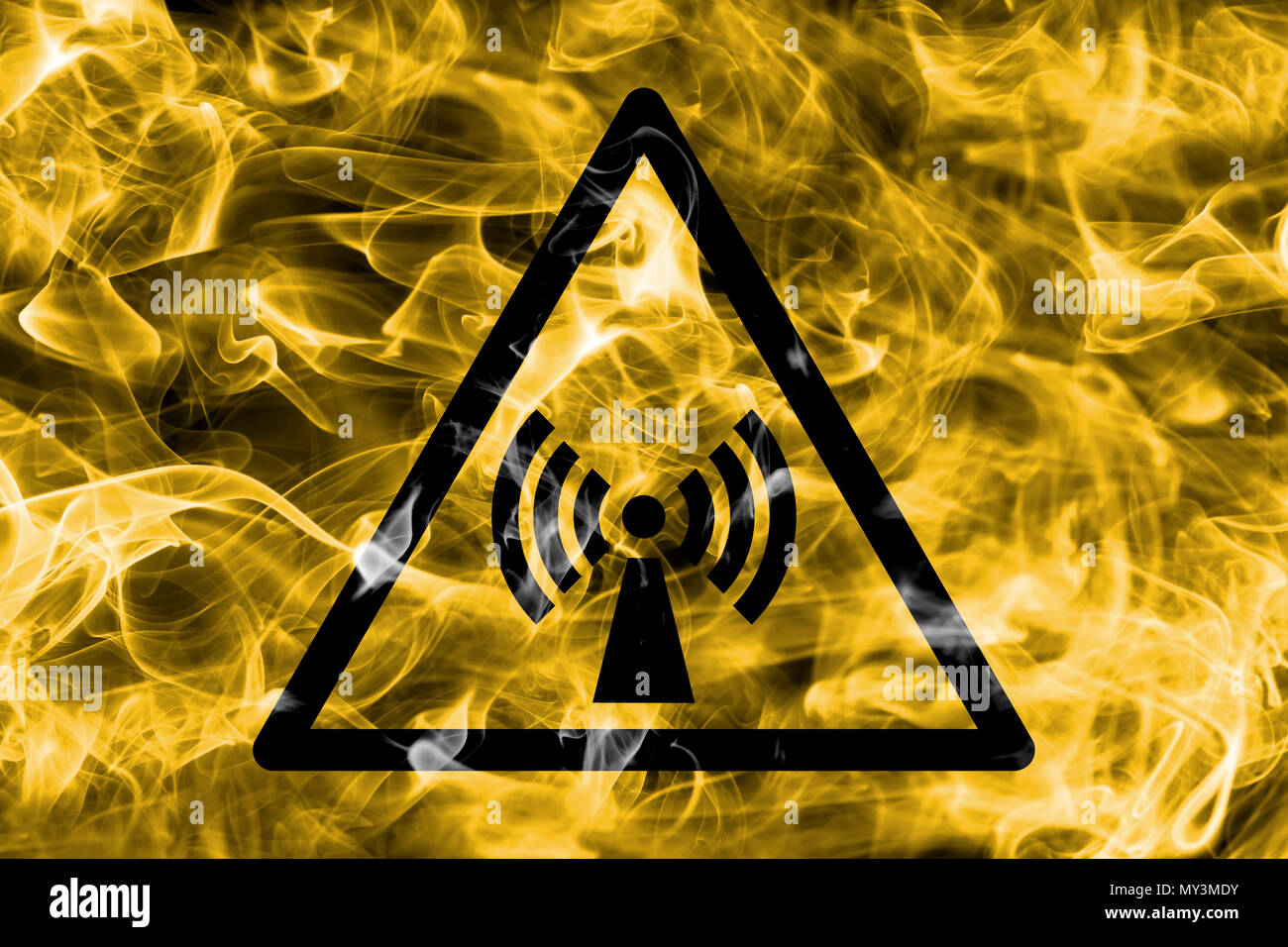 Warning of electromagnetic radiation warning sign hi-res stock ...