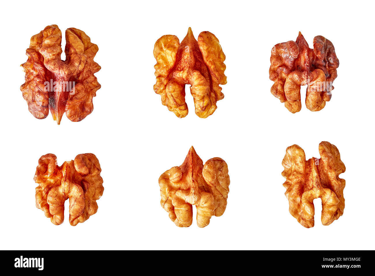 Dried walnut halves isolated on white background Stock Photo - Alamy