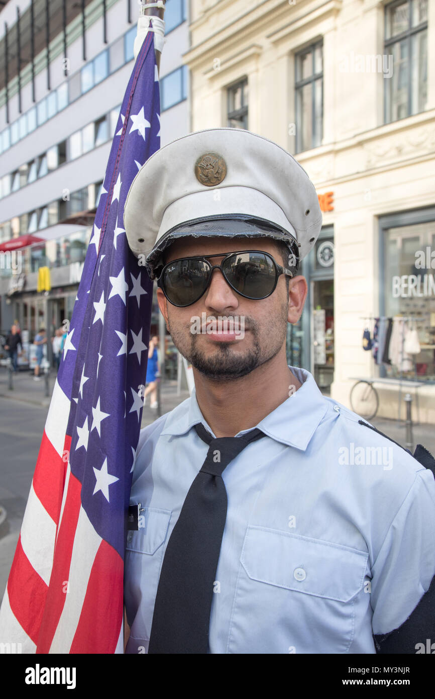 American Actors at Checkpoint Charlie Berlin Germany Stock Photo - Alamy