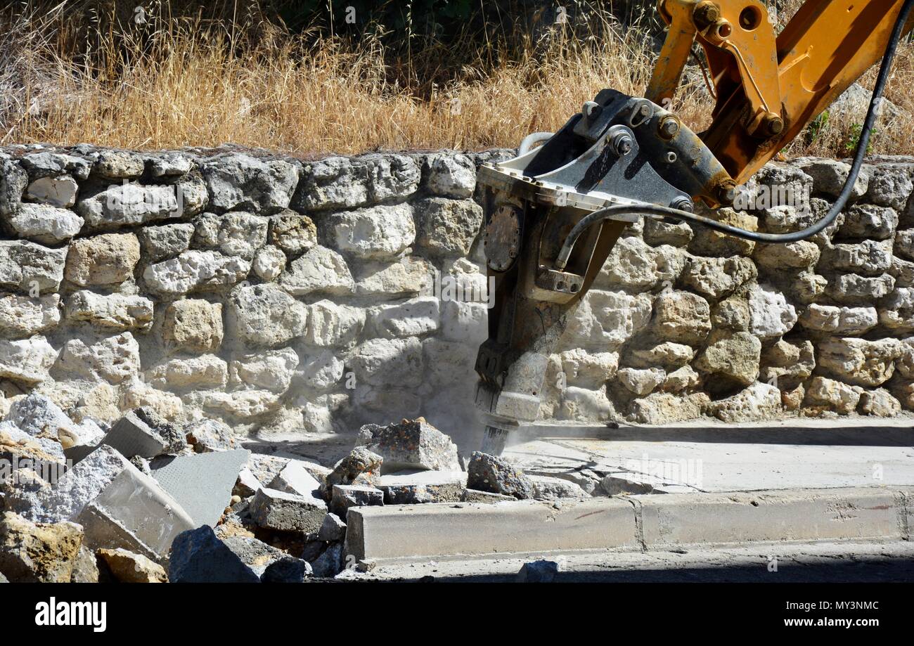 digger, digging, pneumatic drill, jackhammer, pavement, sidewalk Stock ...