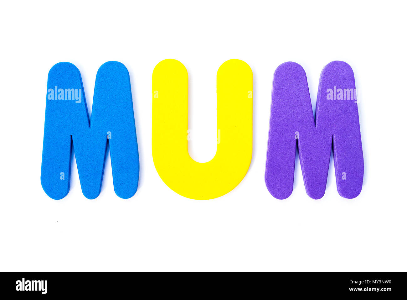 MUM spelt out with coloured letters Stock Photo - Alamy