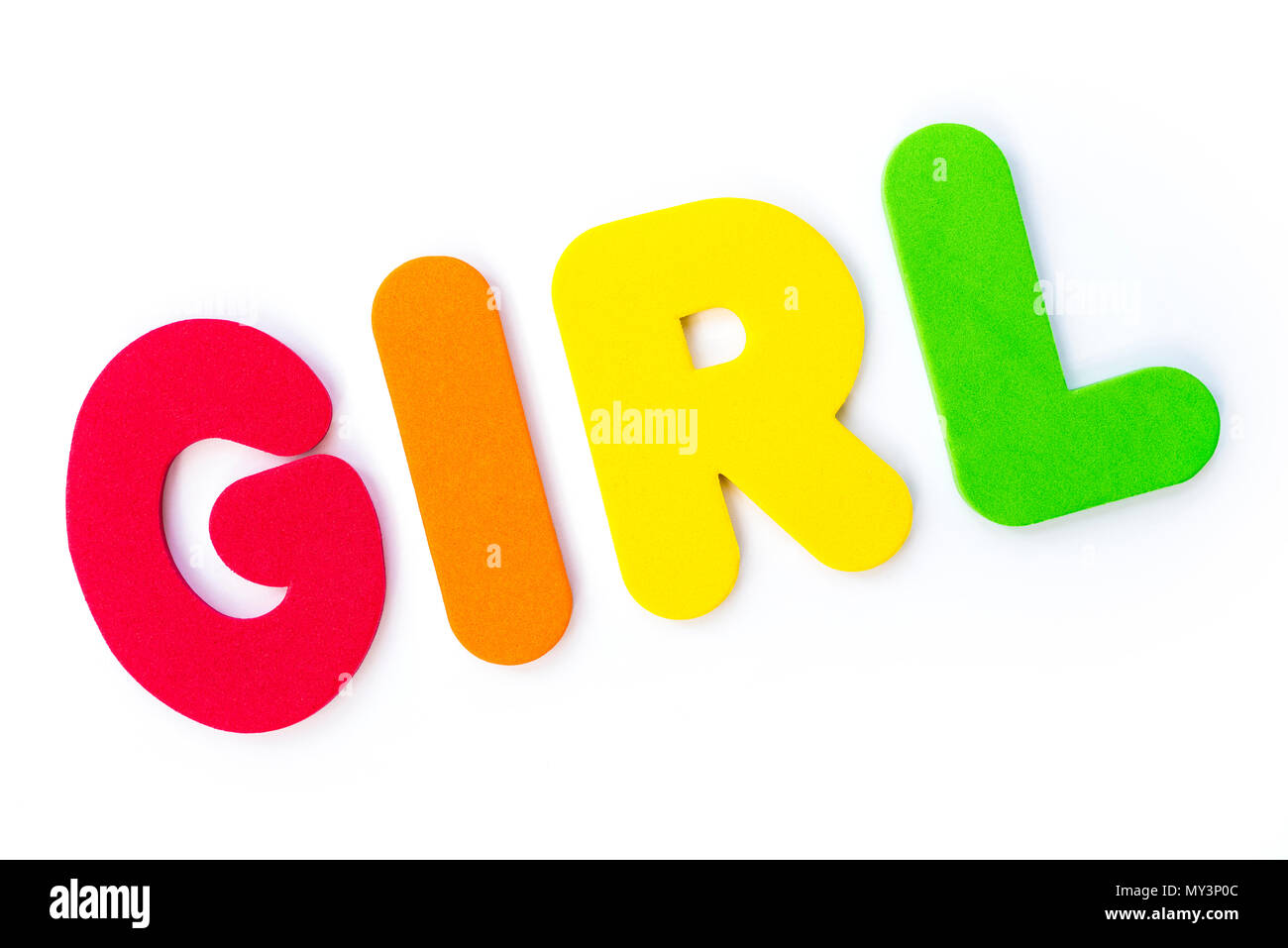 GIRL spelt out with coloured letters Stock Photo - Alamy