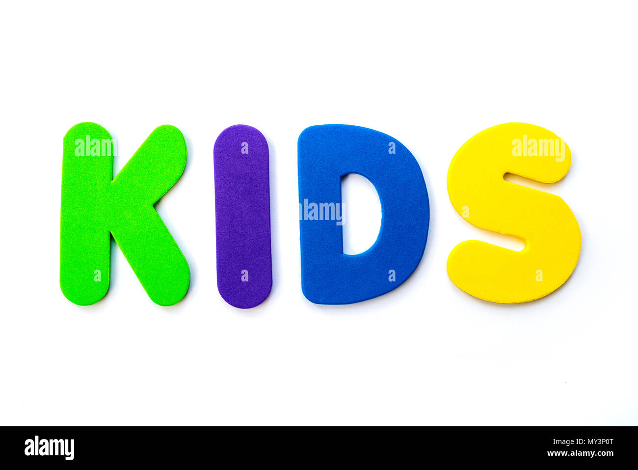KIDS spelt out with coloured letters Stock Photo - Alamy